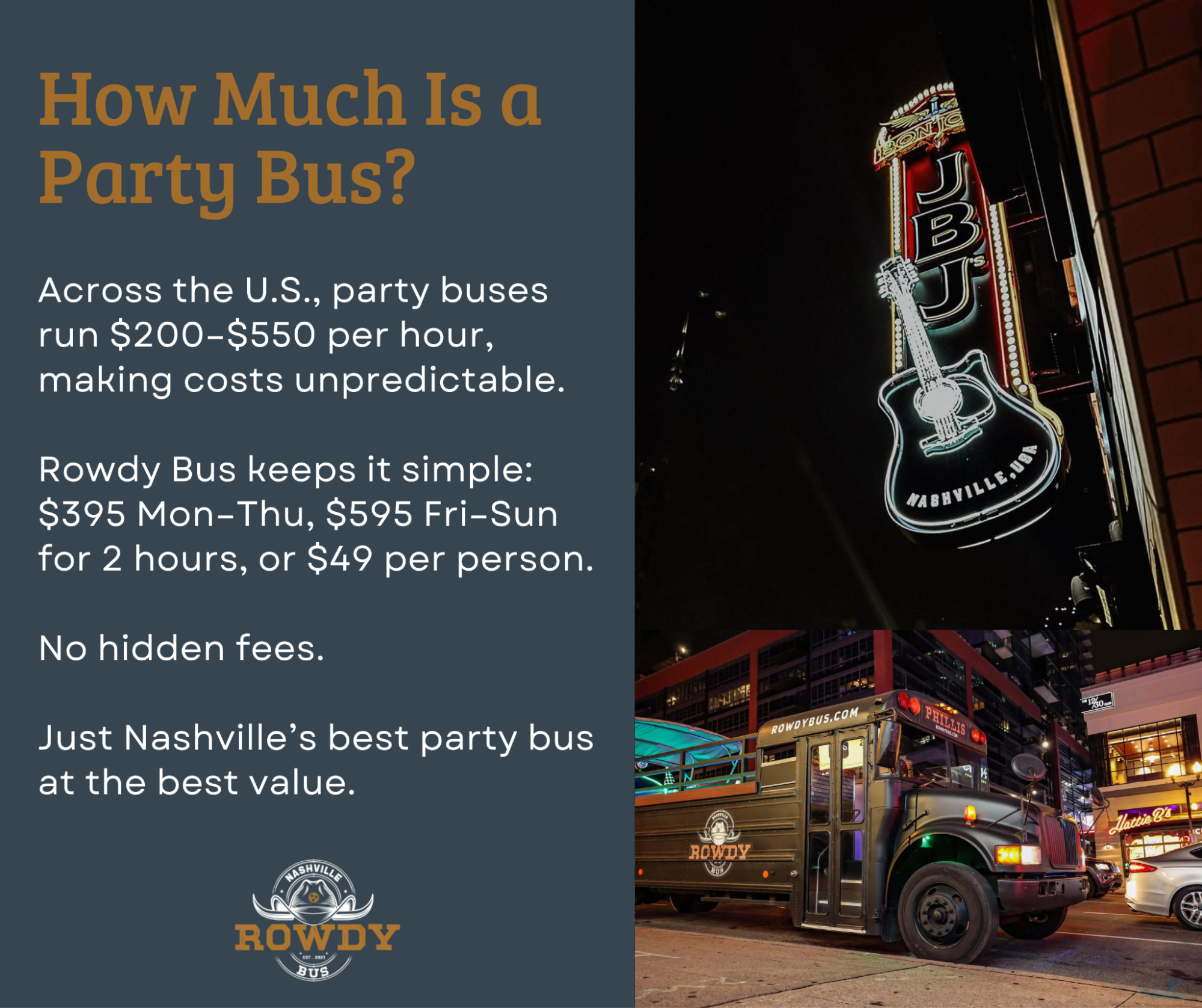 How Much Is a Party Bus? Nashville Pricing Guide (2025) - Rowdy Bus